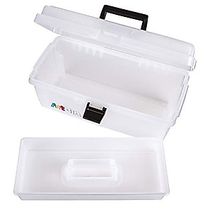 ArtBin 6966AB 16 in. Lift-Out Tray Box, Portable Art & Craft Organizer with Handle and Tray, Clear