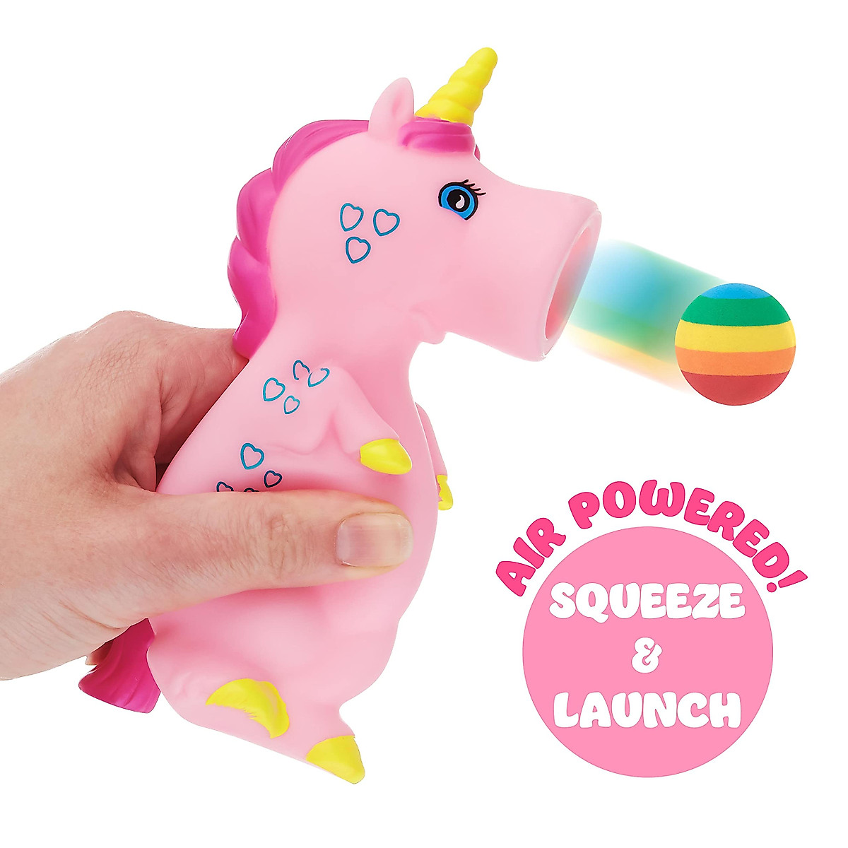 Expressions 1pc Foam Ball Popper Toy - Squeeze & Launch Unicorn Toy w/ Foam Balls Included – Animal Ball Shooting Squishy Toy, Toddler Toys