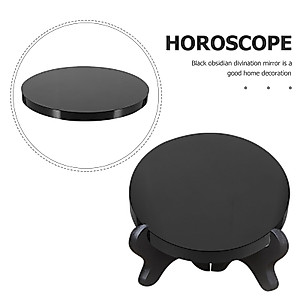 VOSAREA Obsidian Scrying Mirror Natural Black Obsidian Stone Circle Disc Round Plate Feng Shui Mirror for Office Home Desk Decor Crafts