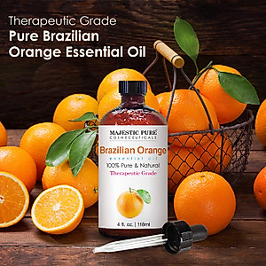 MAJESTIC PURE Brazilian Orange Essential Oil, Premium Grade, Pure and Natural Premium Quality Oil, 4 fl oz