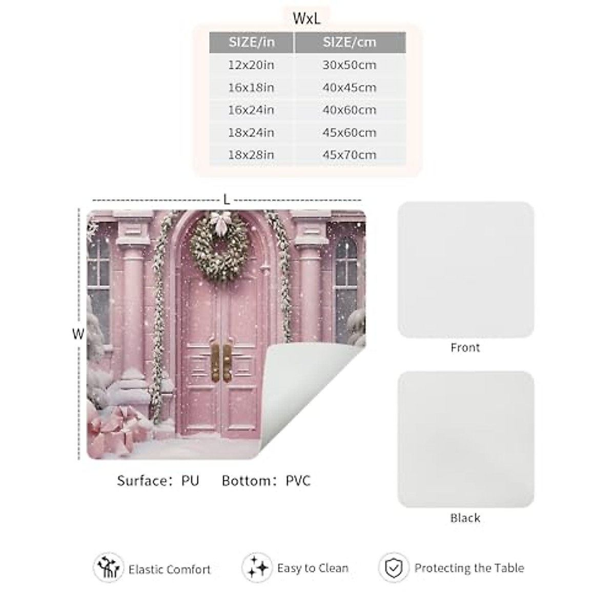 Coffee Mat for Counter, Christmas Pink Castle Gate Xmas Wreath Absorbent Hide Stain Coffee Bar Mat, Non-slip Coffee Bar Accessories Kitchen Drying Mat Fit Under Coffee Maker Espresso Machine