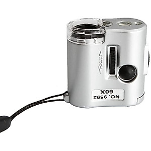Mini Pocket 60X LED UV Light Lamp Microscope Magnifier Magnifying Loupe for Money Currency Detect Detecting Maps Coins Stamps Jewelry Jeweller
