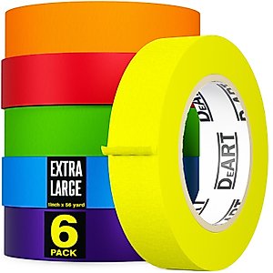 6Pcs Colored Masking Tape, EXTRA LONG 1008 Feet x 1 Inch Painters Tape, Color Painter Tape, Paper Tape for Labeling or Coding, Painter Tape, Craft Tape, Colorful Masking Tape, DIY Artist Tape Art Tape