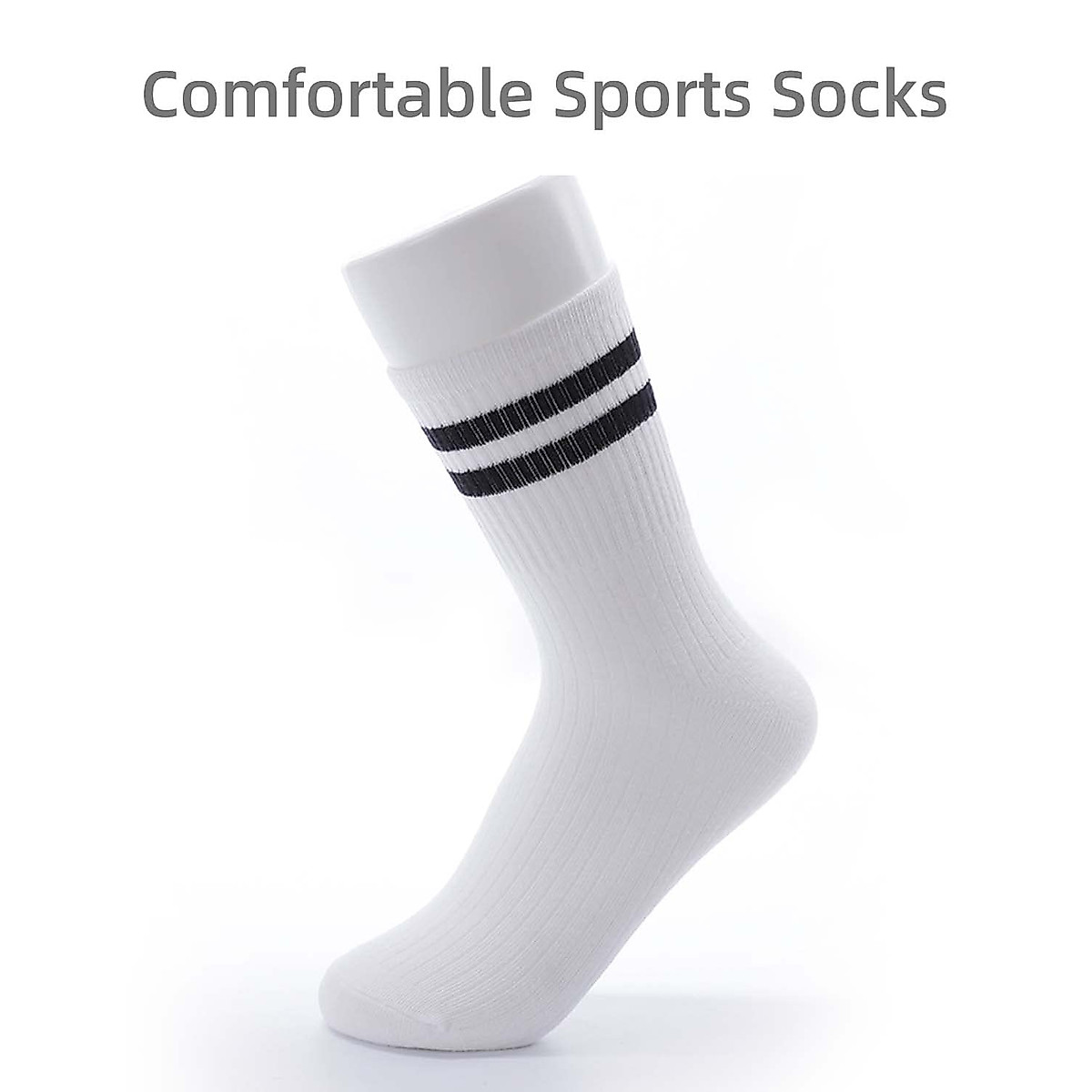 WAIKAS 【5-Pack】 Mid Calf Socks for Women, Common Size Adult Socks, Black/White/Yellow/Rose Red/Green each color 1 Pair