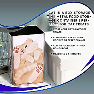 Cat In A Box Storage Tin | Metal Food Storage Container | Perfect For Cat Treats