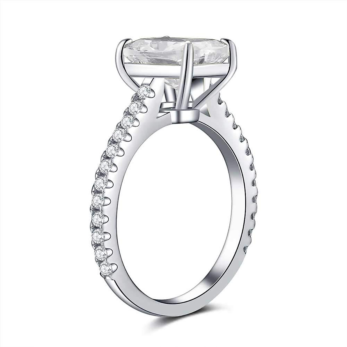 Bo.Dream 3ct Cushion Cut Cubic Zirconia CZ Engagement Rings Women Platinum Plated Sterling Silver (7)