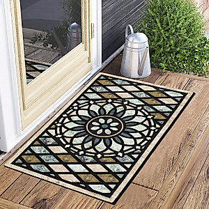 CHICHIC Door Mat Welcome Mat 17x 30 Inch Front Door Mat Outdoors for Home Entrance Outdoors Mat for Outside Entry Way Doormat Entry Rugs, Heavy Duty Non Slip Rubber Back Low Profile, Flower