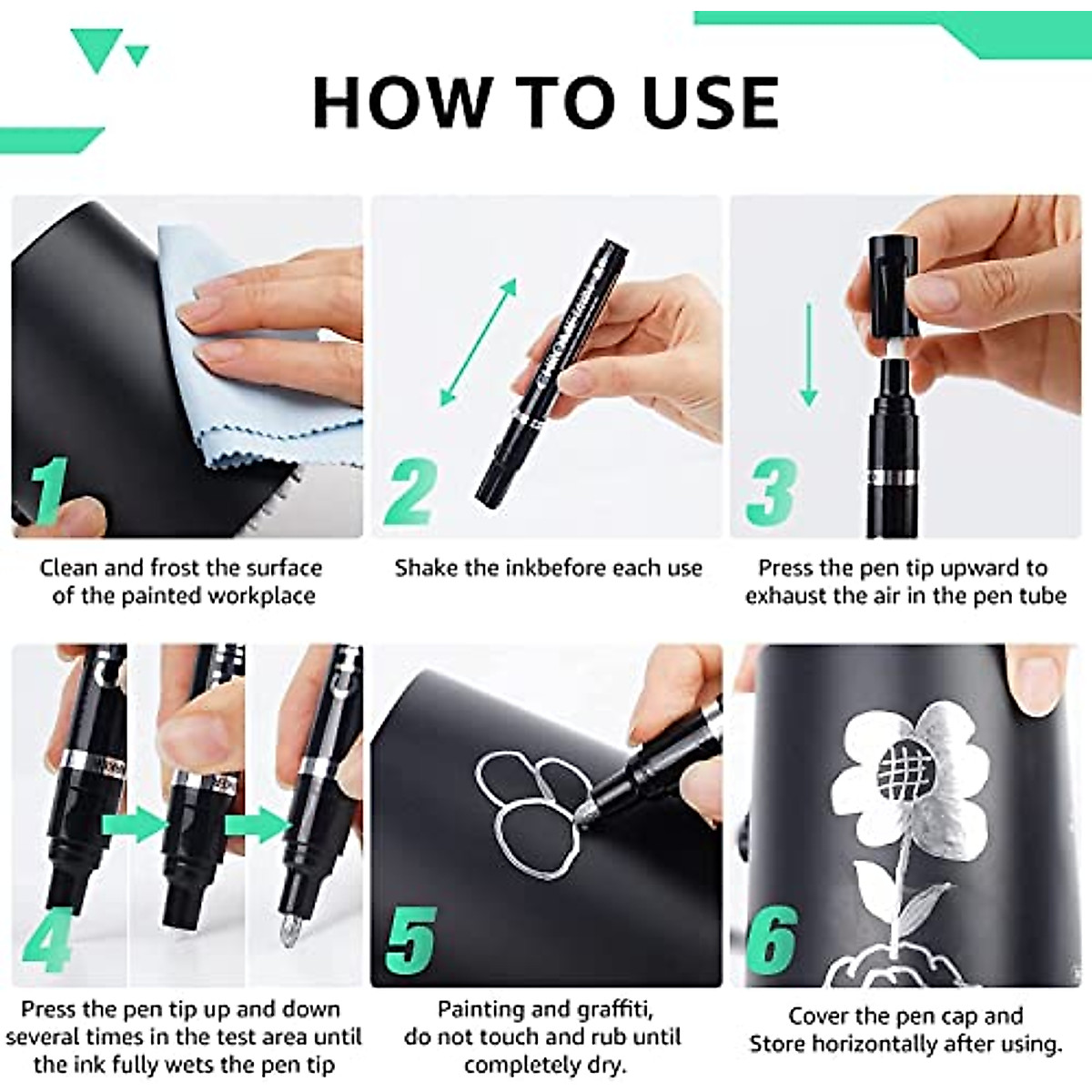 4Pcs Liquid Mirror Chrome Marker Set, DIY Silver & Gold Alcohol Paint Pump Pens(1mm,3mm), Double Pack of Both Fine and Medium Tip Paint Markers for on Any Surface, Get 2 Replaceable Nibs 2mm FREE