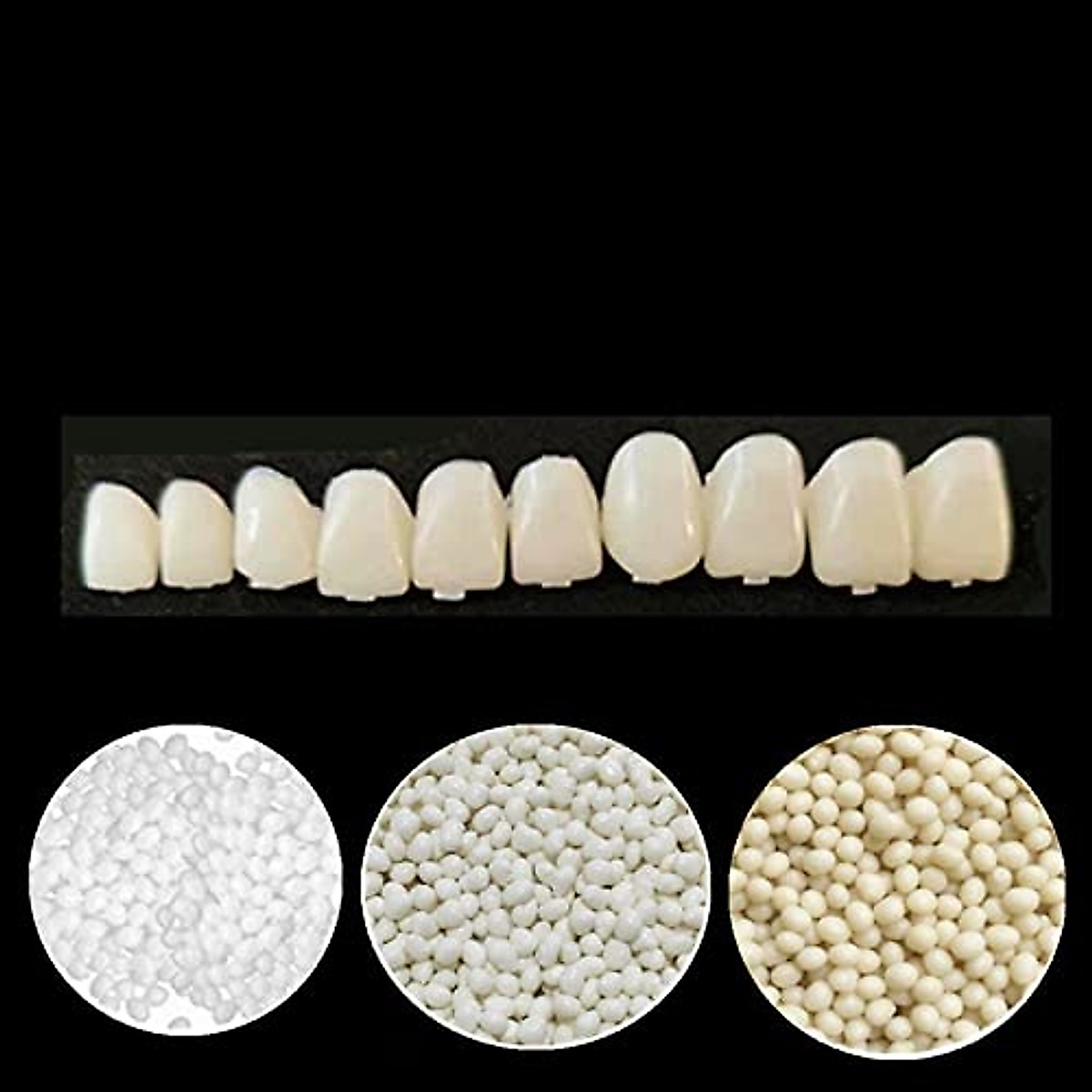 10pcs Dental Oral Fake Teeth Tooth Covers molds with 3Colors Repair Snap on Smile Veneers Dentures Adhesive Beads Cosmetic Kits