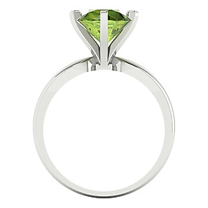 Clara Pucci 2.50ct Round Cut Solitaire Natural Peridot Excellent Engagement Bridal Promise Anniversary Ring in 18K White Gold Size 8.75