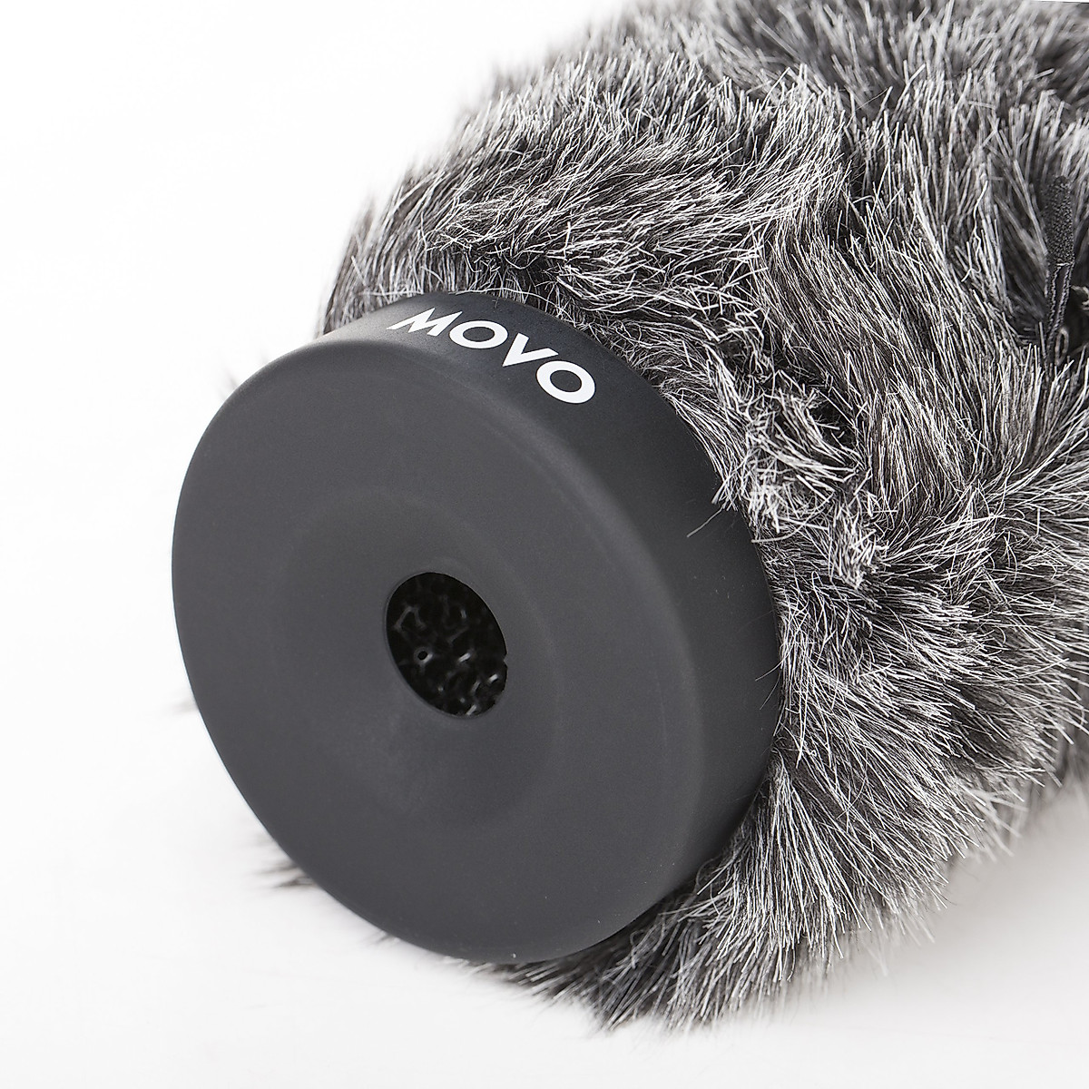 Movo WS-G140 Furry Rigid Windscreen for Microphones 18-23mm in Diameter and up to 6.3" (16cm) Long - Dark Gray