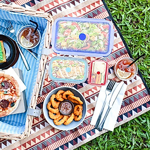 CREPOW Silicone Collapsible Food Storage Containers Set of 4 Silicone Lunch box Containers for Kitchen, BPA Free, Microwave, Dishwasher and Freezer Safe (Blue)