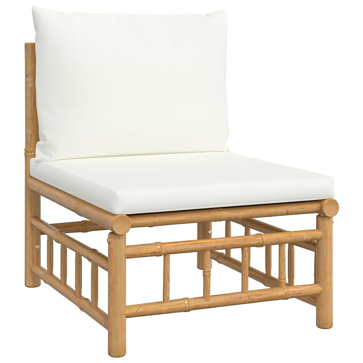 vidaXL Bamboo 4 Piece Patio Lounge Set with Cream White Cushions - Comfortable Outdoor Seating for Garden, Patio, Deck - Easy Assembly