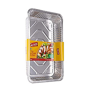 Glad Disposable Aluminum Full Size Deep Steam Pan | 2 Count | Foil Steam Pan | 20.5” x 12.5” x 2.75” Aluminum Pan | Disposable Steamware | Glad Foil Pans for Steaming