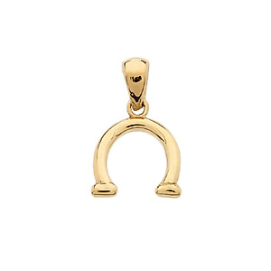 Reversible Diamond And High Polish Plain 14k Yellow Gold Horseshoe Good Luck Charm DaintyPendant