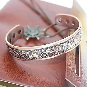 LONGRN-Copper bracelet used for Adjustable Size- a pure copper magnetic bracelet with 6 magnets for men