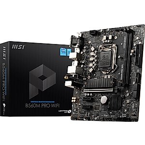 MSI B560M PRO WiFi ProSeries Motherboard (Micro-ATX, 11th/10th Gen Intel Core, LGA 1200 Socket, DDR4, PCIe 4, CFX, M.2 Slot, USB 3.2, 2.5G LAN, DP/HDMI)