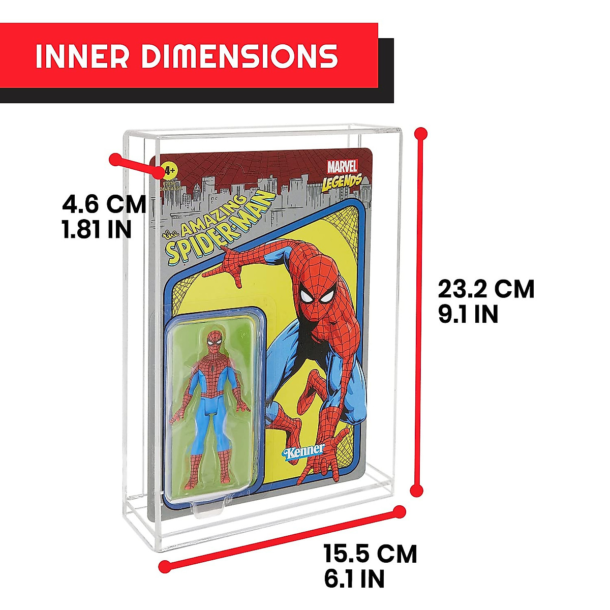 EVORETRO Action Figure Display Case Protector Compatible with Star Wars, Marvel Legends, GI-Joe 3.75 in Carded Action Figures, Anti-UV Thick Durable Clear Acrylic Box, Lasts for Years to Come - 2 Pack