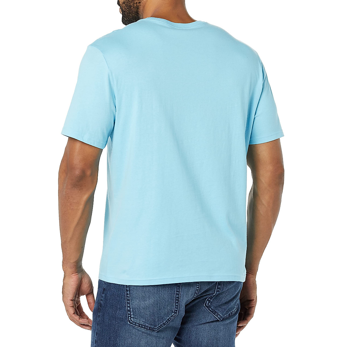 Amazon Essentials Men's Slim-Fit Short-Sleeve Crewneck Pocket T-Shirt, Pack of 2, Light Blue, X-Large