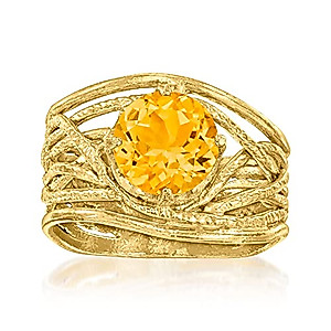 Ross-Simons Gemstone Textured Openwork Ring in 18kt Gold Over Sterling