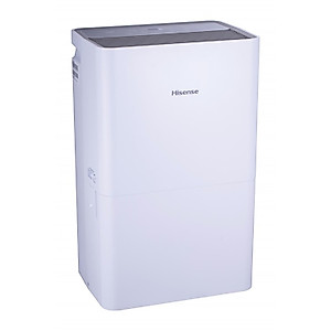 Hisense 50 Pint 3-Speeds Dehumidifier, 3 Modes – Auto, Continuous, Manual, 115v, LED Display, Noise Level 46 dB, 24-hour on/off timer, Up to 4500 sq. ft. - DH7021K1W (Renewed)