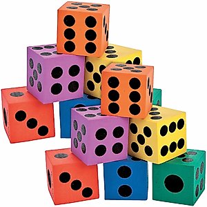 Fun Express - Foam Dice Assortment - Toys - Games - Indoor & Mini Game Sets - 12 Pieces
