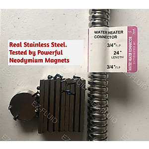 EZ-Fluid 1-Inch FIP x 3/4-Inch FIP x 24-Inch Corrugated Flexible Stainless Steel Water Heater Connector For Female Iron Water Pipes Fitting (2-Pcs)