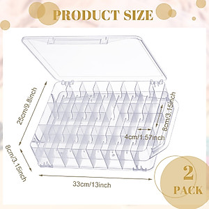 Mifoci 2 Pcs Double Sided Thread Box Storage 46 Grids Sewing Organizer Clear Plastic Thread Holder Portable Thread Organizer Box for Embroidery Sewing Threads Crafts Beads Embroidery Floss