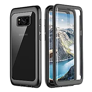 Pakoyi Samsung Galaxy S8 Plus Case, Full Body Bumper Case Built-in Screen Protector Slim Clear Shock-Absorbing Dustproof Lightweight Cover Case for Samsung Galaxy S8 Plus (Black/Clear)