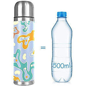 Stainless Steel Leather Vacuum Insulated Mug Coral Thermos Water Bottle for Hot and Cold Drinks Kids Adults 16 Oz