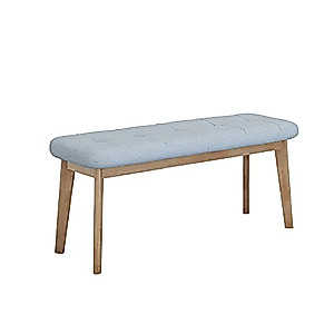 WoodShine Home Wood & Upholstered Bench for Kitchen, Dining Room, Living Room, Entryway, (Natural, 39.4inches)