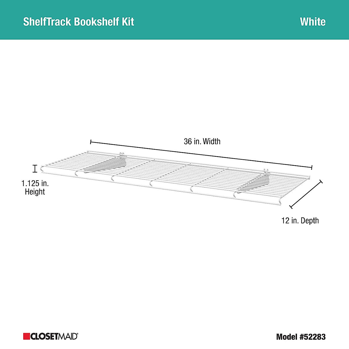 ClosetMaid 2283 ShelfTrack Book Shelf Kit, 36-inches, White