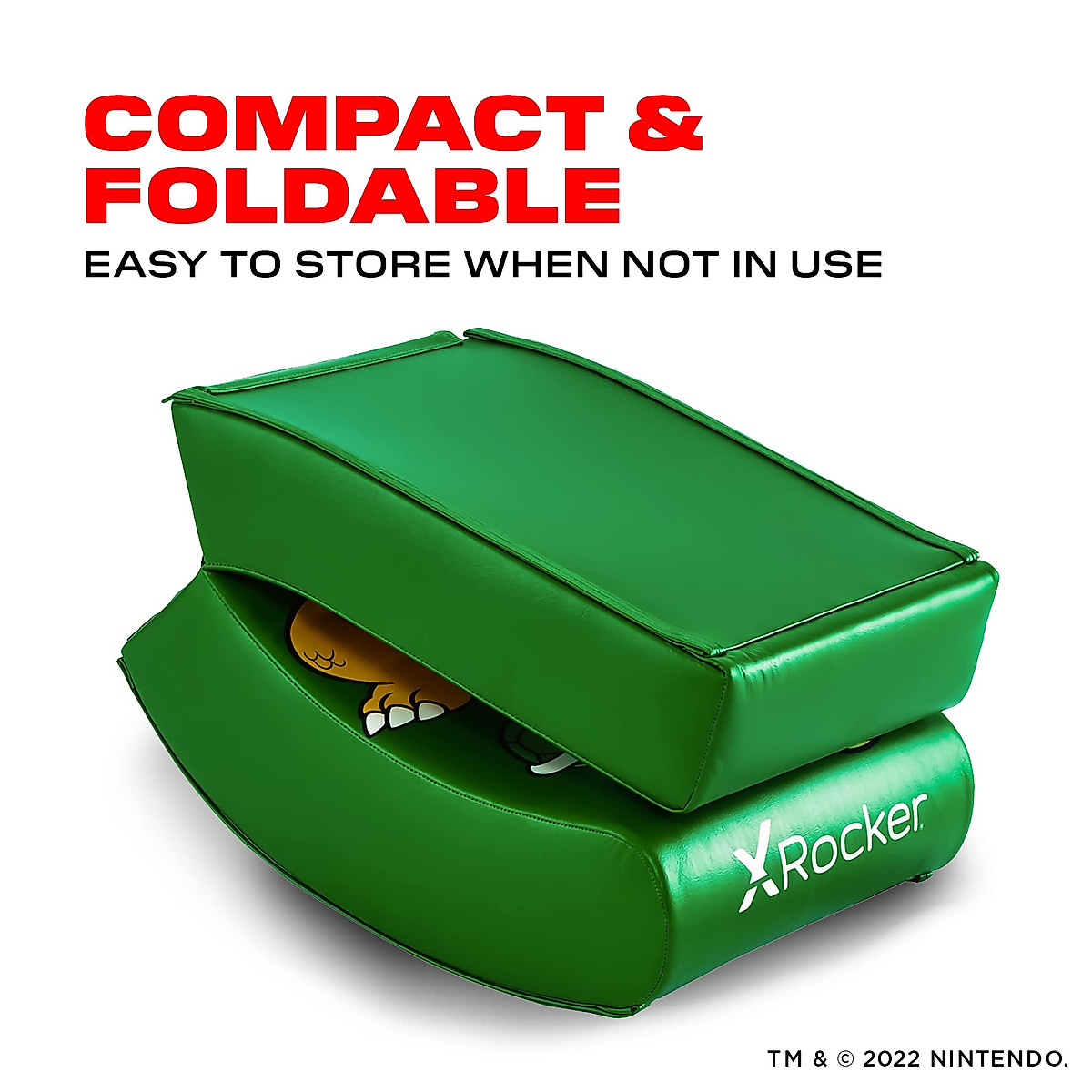 X Rocker Super Mario Bowser Video Gaming Floor Chair, Official All-Star Edition Nintendo Collectible, Faux Leather, Foldable, 5000401, 33.46" x 16.14" x 25.59", Bowser Green