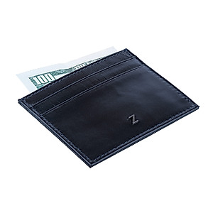 Zinda Genuine Leathers Card Holder Slim Wallet RFID Protection Unisex (Navy)