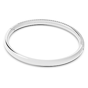 SWAROVSKI Dextera Women's Bangle Bracelet, Medium Bracelet with Clear Crystal Pavé on a Rhodium Finished Band with Hinge Closure