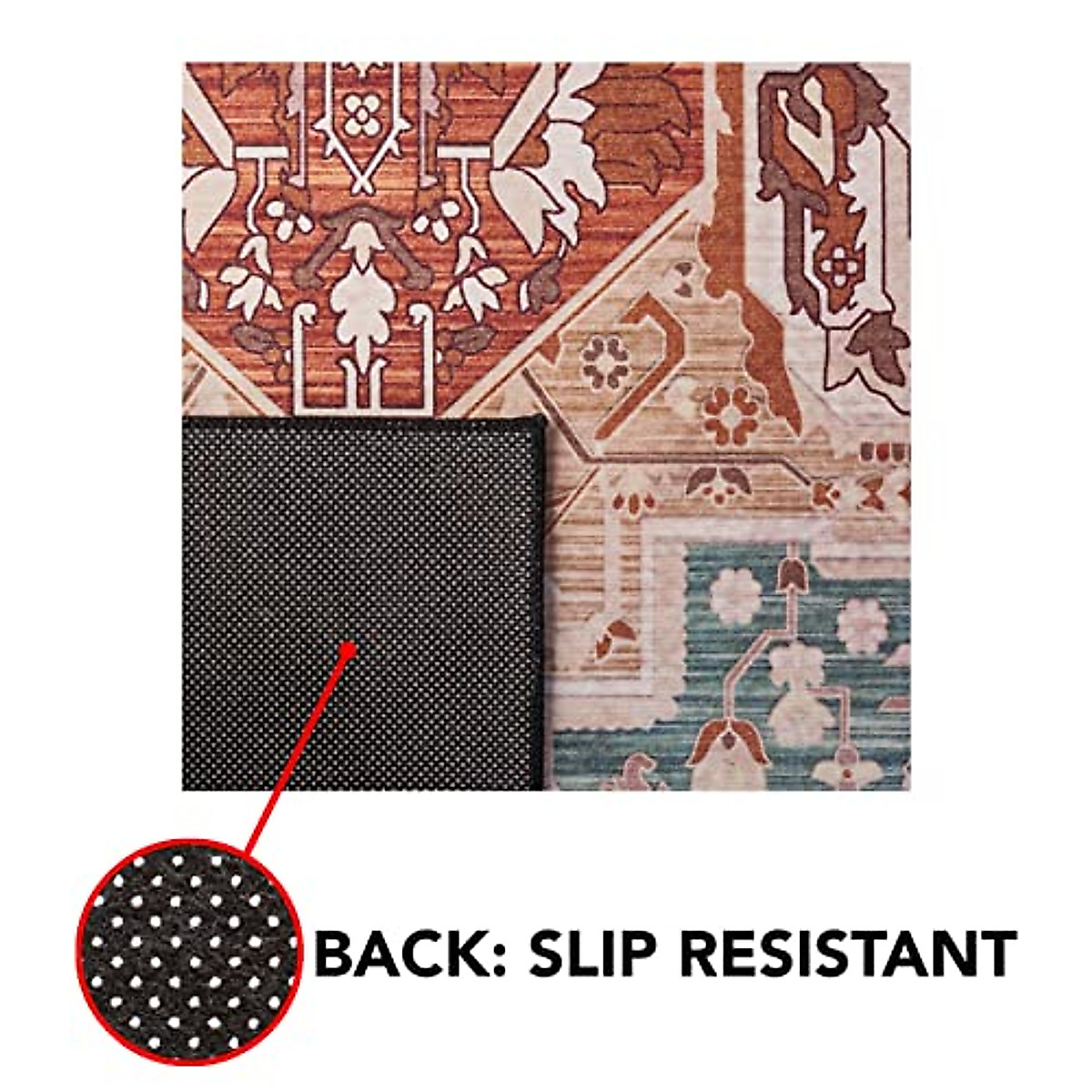 SAFAVIEH Tucson Collection Area Rug - 4' Round, Aqua & Rust, Traditional Persian Design, Non-Shedding Machine Washable & Slip Resistant Ideal for High Traffic Areas in Living Room, Bedroom (TSN150J)