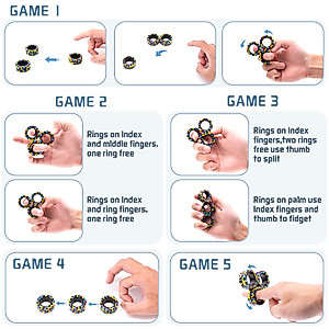 Magnetic Fidget Spinner Rings - Anxiety Relief Adult Toys, ADHD Therapy Magnets for Teens and Kids (3PCS)