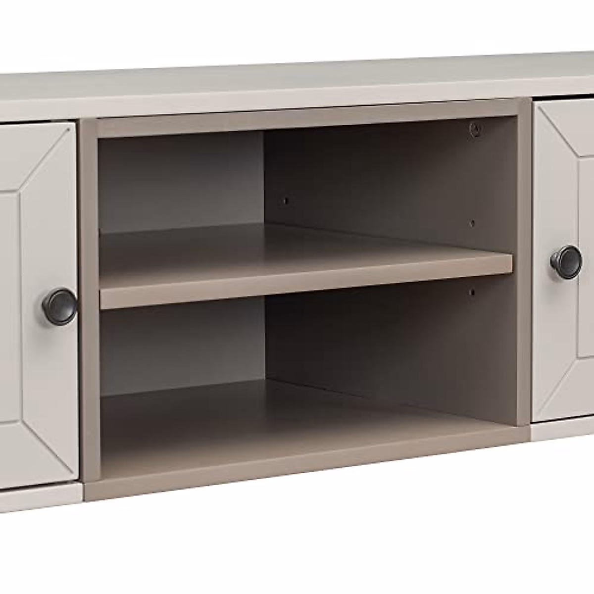 HAUSHECK Modern Floating Stand for 65 Inch TVs with 2 Large Storage, 3 Levels Adjustable Shelves, Cable Management & Magnetic Cabinet Door, Wall Mounted Entertainment Center Media Console, Beige