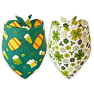 St Patrick Dog Bandana, Holiday Lucky Clover Cat Bib for Large Medium Small Puppies Pets