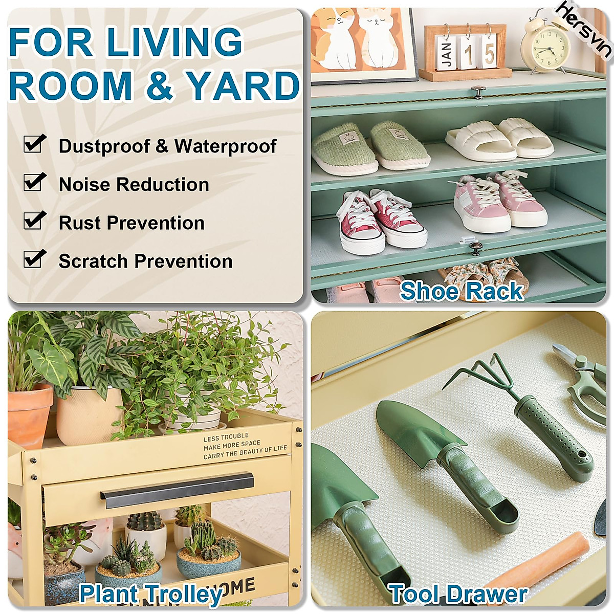 Hersvin Shelf Liner, 24" x20' Non-Adhesive Drawer Liners EVA Kitchen Cupboard Cabinet Covering Undersink Mat Washable Fridge Lining Paper for Home Office (Clear/Dot)