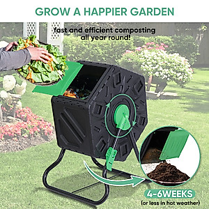Nova Microdermabrasion 18.5 Gallon Compact Single Room Outdoor Garden BPA Free Compost Tumbler-All Season-Heavy Duty Composter