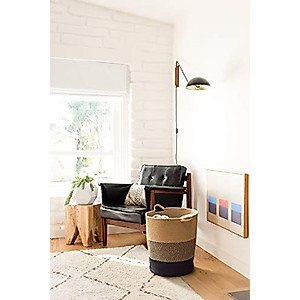 INDRESSME Large Jute Rope Basket - Tall Laundry Basket Hamper for Dirty Clothes Woven Jute Storage Basket for Blanket in Living Room Toy Basket for Nursery Storage, 17.8" x 15.8" x 13.8"