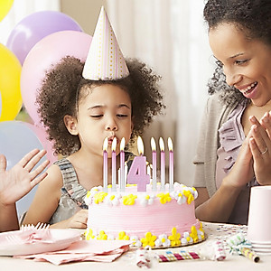 ZHIHUI 7pcs Number Birthday Candles, Pink Number 7 Cake Topper, 7th Birthday Candles, Pink and Cute Shiny Number Happy Birthday Cake Candles for Birthday Party Wedding Anniversary Celebration Supplies