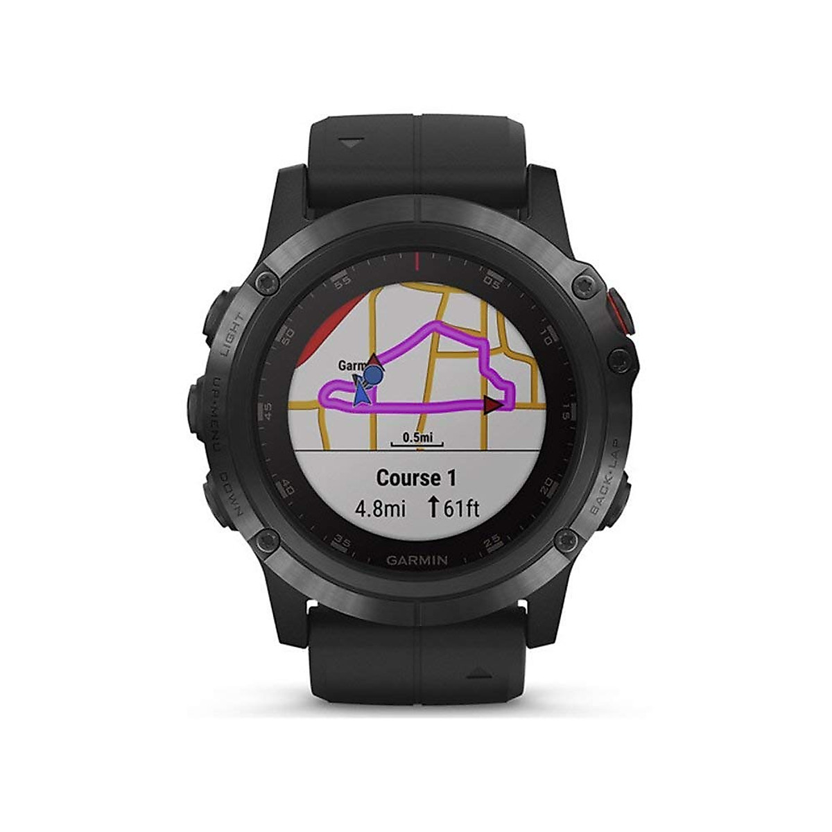 Garmin fēnix 5X Plus, Ultimate Multisport GPS Smartwatch, Features Color Topo Maps and Pulse Ox, Heart Rate Monitoring, Music and Pay, Black with Black Band (Renewed)