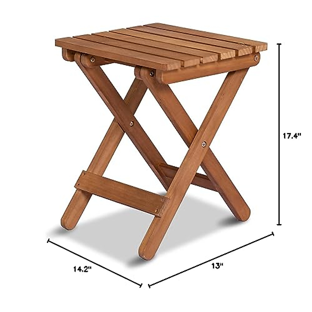MoNiBloom Wood Folding Step Stool, Portable Foldable Household Stool Seat for Bathroom, Living Room, Garden, Brown