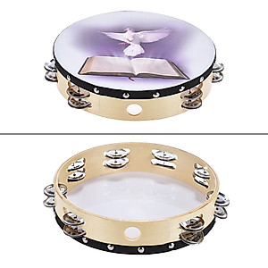 Btuty 10 inch Tambourine 6 Pairs Double Metal Jingle for Church and Other Holy Occasio