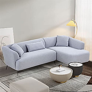 WXBDD L-Shape Sectional Sofa Couch with Chaise,Metal Legs,Light Grey