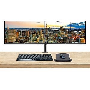 HP P27v G4 27in 1920 x 1080 FHD IPS LED-Backlit 2-Pack Monitor Bundle with Blue Light Filter, HDMI, VGA, MK270 Wireless Keyboard and Mouse, Gel Mouse Pad, Dual Monitor Stand