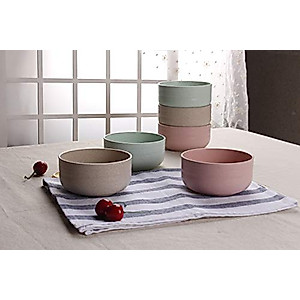 V TOWER Microwave Safe Bowls Set 13oz - 6 Wheat Straw Bowls Stylish Small Bowls Strong and Unbreakable for Dinner