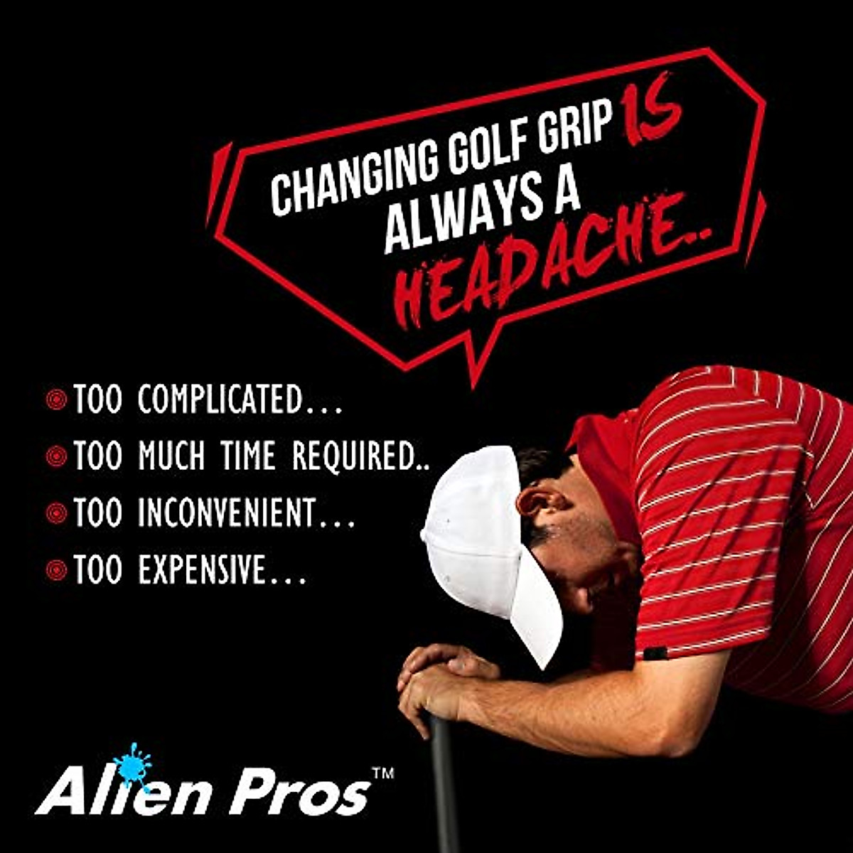 ALIEN PROS Golf Grip Wrapping Tapes (3-Pack) - Innovative Golf Club Grip Solution - Enjoy a Fresh New Grip Feel in Less Than 1 Minute (3-Pack, Black Cubic)